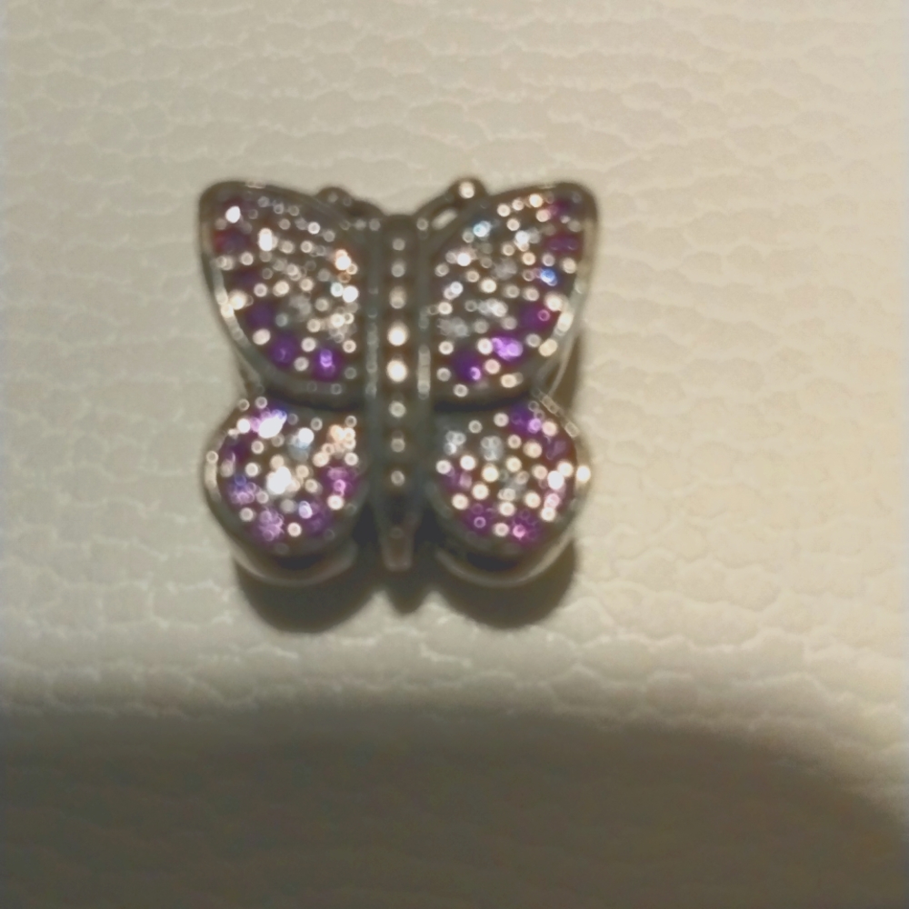 Authentic Vintage Pandora Butterfly Bracelet Charm - Gem